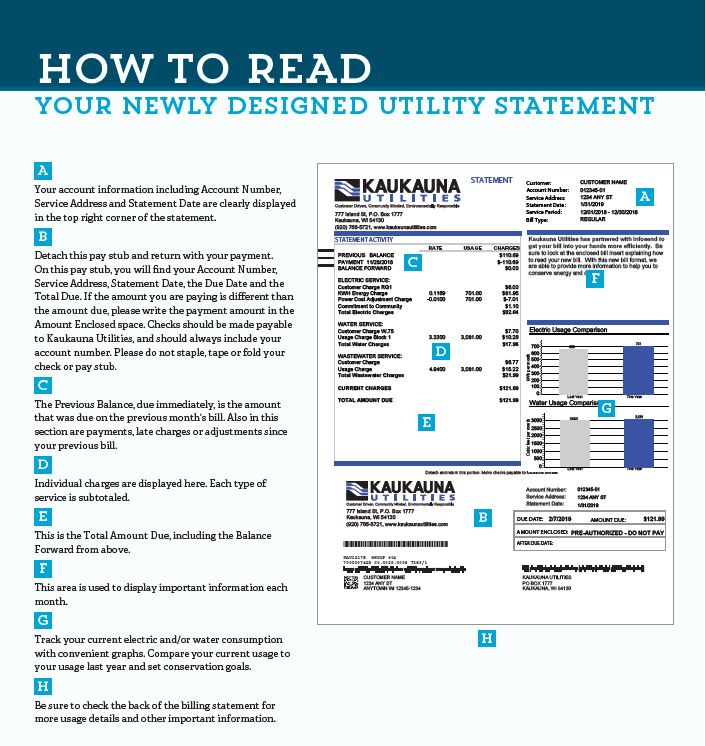 How To Read Your Newly Designed Utility Statement - Kaukauna Utilities